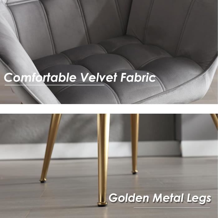 Wahson Fauteuil Salon Moderne Fauteuil Velours avec Pied Doré, Fauteul ...