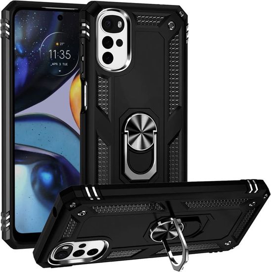 Coque Moto G22, Double Couche Robuste avec Anneau Tournante Béquille ...