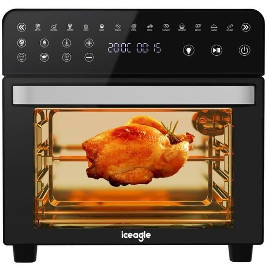 Iceagle Friteuse sans Huile Four 15L - 2200 W Air Fryer XXL Double Résistance, 13 Programmes,50 ...