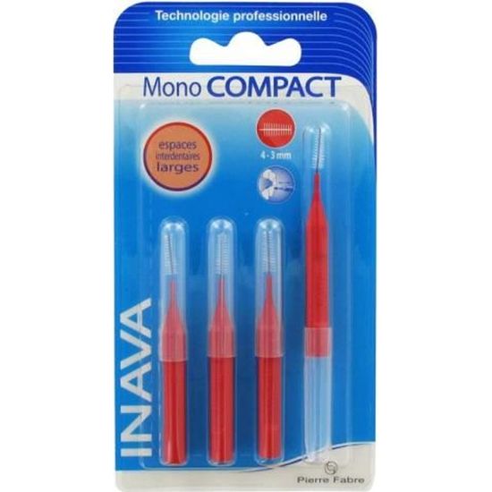 Brossettes interdentaires - INAVA - Mono Compact - 4 pièces - Rouge ...