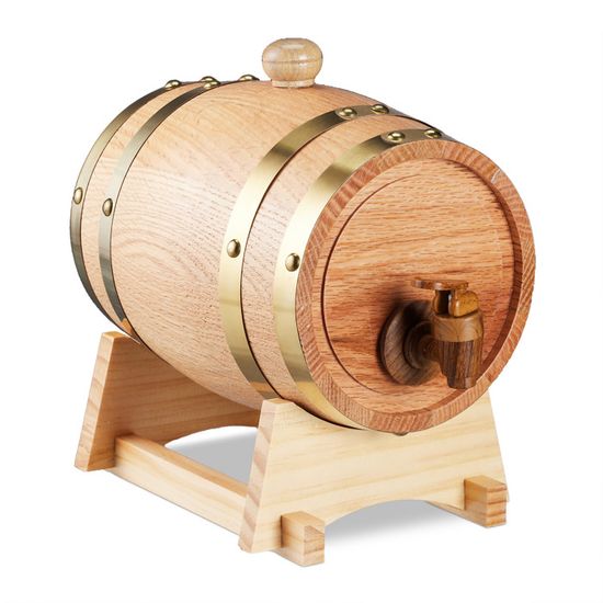 Relaxdays Tonneau pour boissons, 1,25 litre, bois de chêne, support ...