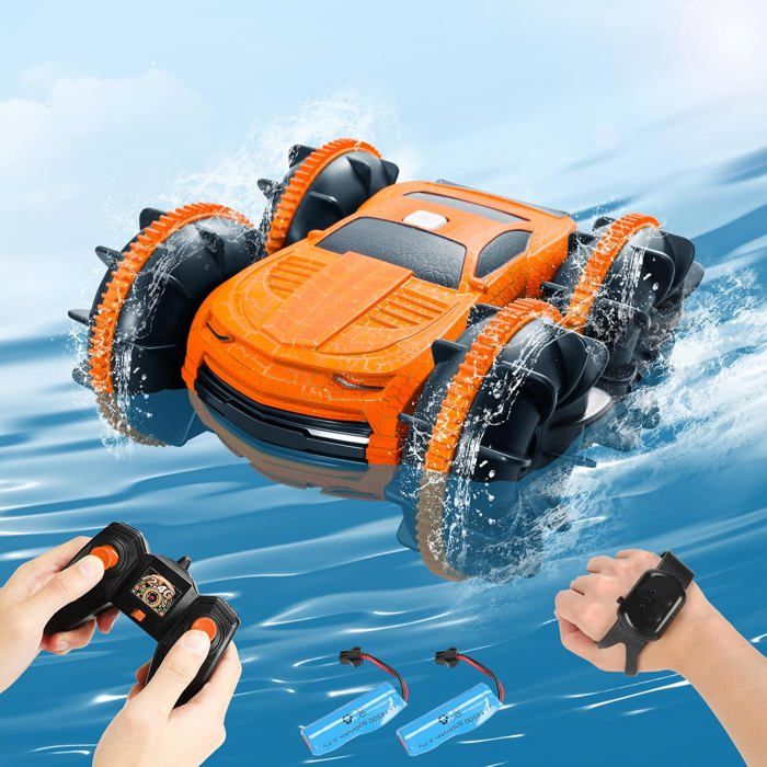 Voiture Télécommandée Amphibie À Partir De 4 5 6 7 8 9 Ans, Voiture Rc Aquatique Avec Capteur De ...