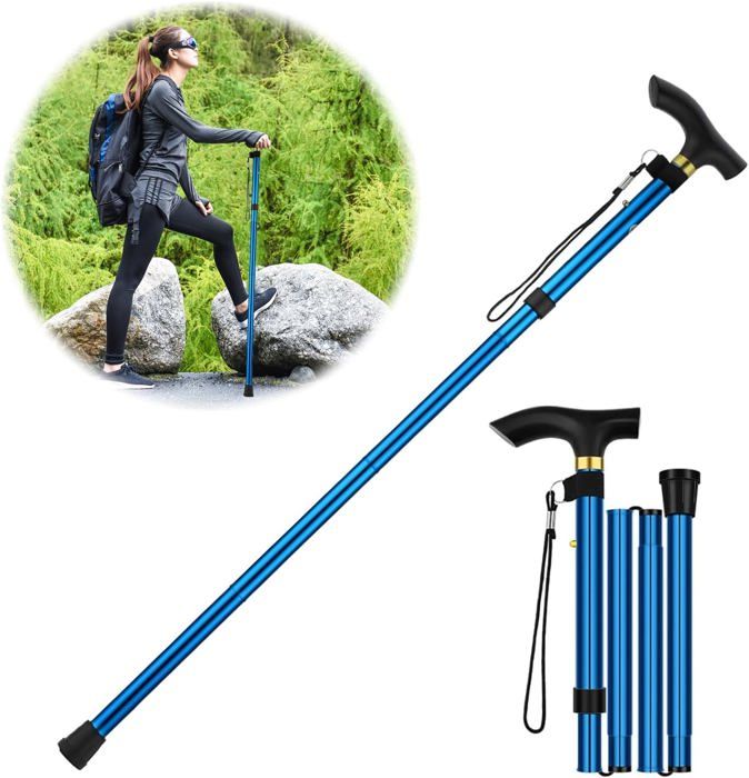 Canne de Marche Pliable, Canne Marche Hauteurs Réglable Unisexe, Canne ...