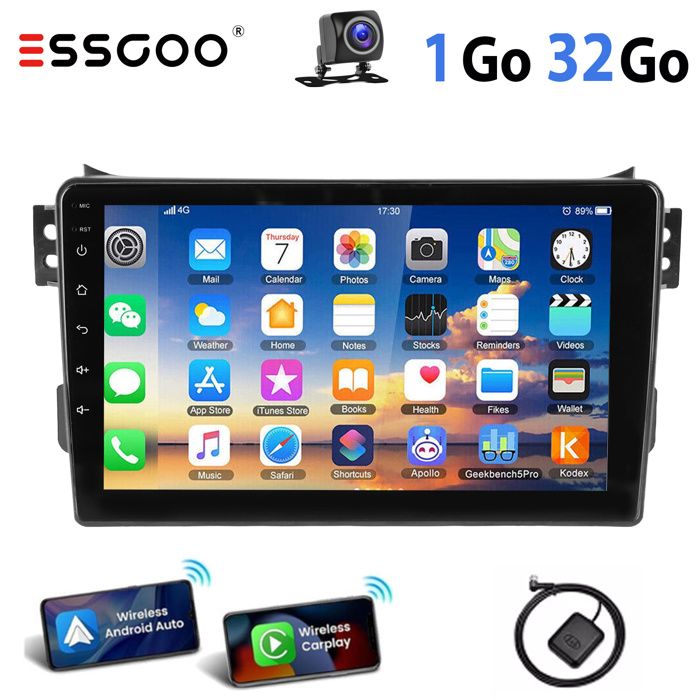 Autoradio Android 9 pouces - ESSGOO - Écran tactile HD - Opel Agila B ...