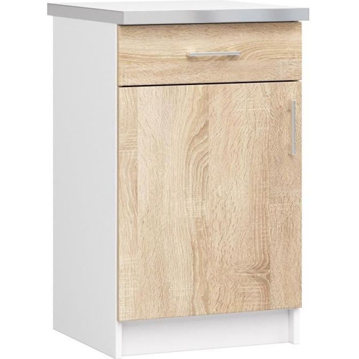Meuble de cuisine bas AKORD S50 LIMA modulable Blanc 50 cm 1 porte 1 ...