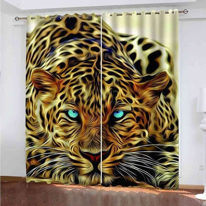 Rideau Occultant 3D Guépard - Thermique Insonorisation - 100x140cm ...