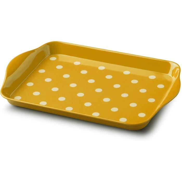 G200M Plateau De Service En Mélamine Motif Pois 18 X 14 Cm Moutarde ...