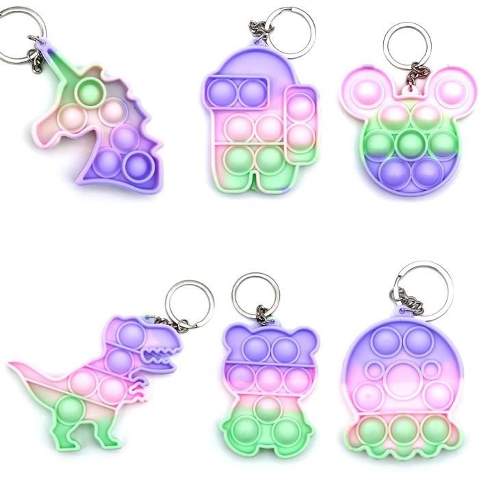 6pcs Mini Pop Fidget Simple Dimple ToyMini Push Pop Keychain Fidget ...