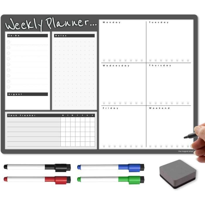 Planning Hebdomadaire Magnétique A3 - Tableau Blanc Effaçable À Sec ...