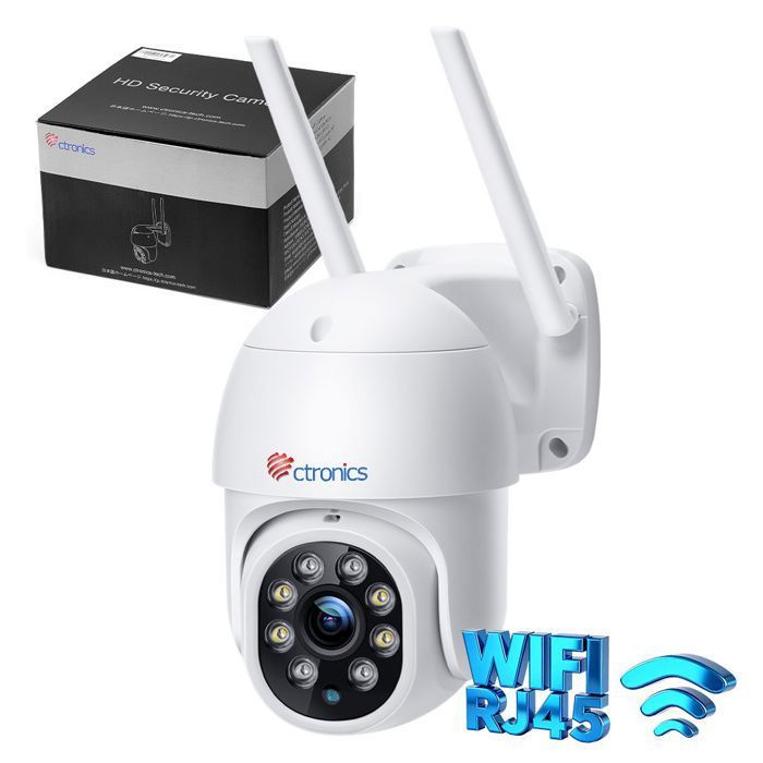 Ctronics 4MP Caméra Surveillance WiFi Extérieure PTZ Vision Nocturne ...