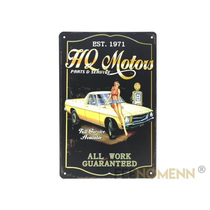 Plaque Métal Déco Vintage - HQ Motors Pin Up Est 1971 (20x30cm ...