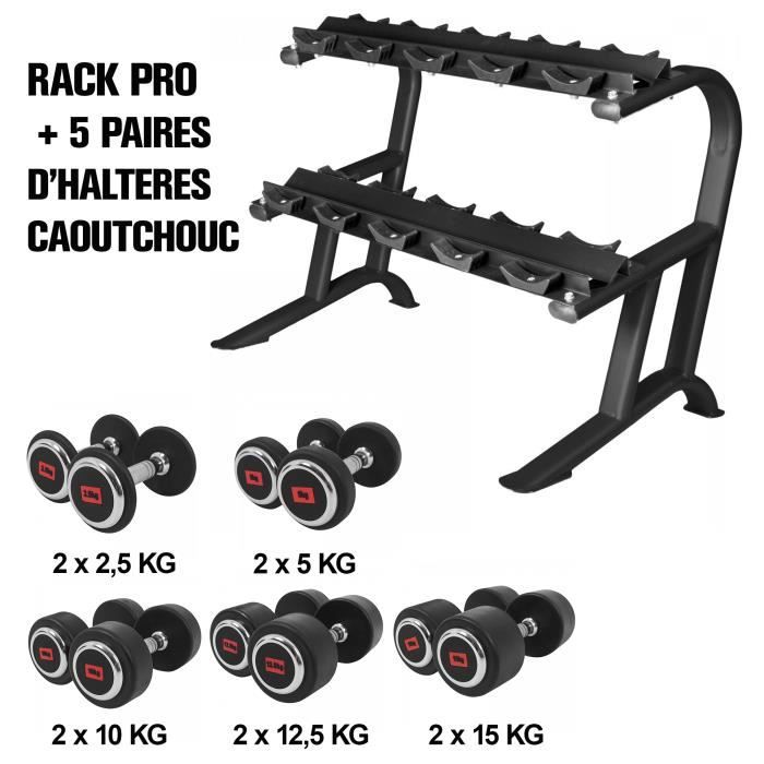 Rack de rangement pour haltères ronds Gorilla Sports PRO + 5 paires d ...