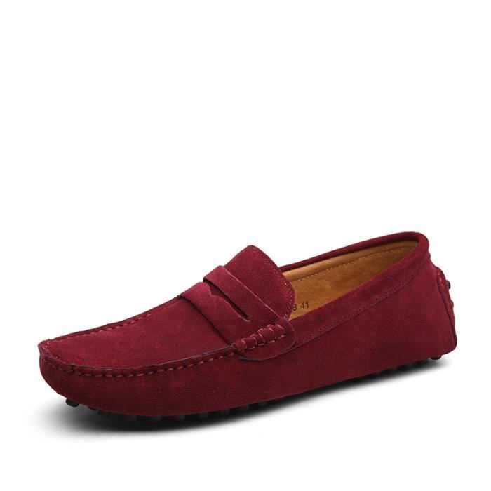 Mocassin Cuir Chaussure Homme - Rouge Rouge - Cdiscount Chaussures