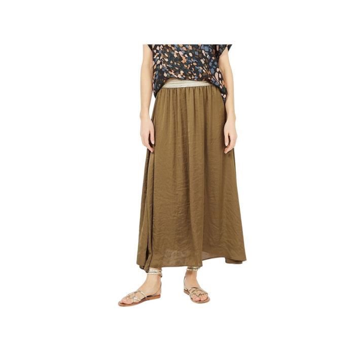 Jupe longue ceinture élastique unie Kaki Vert - Cdiscount Prêt-à-Porter