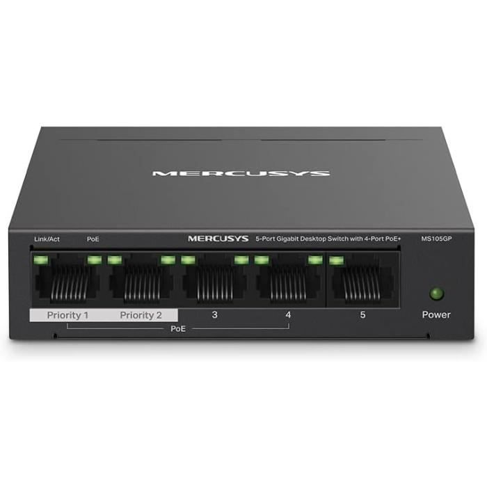 Switch Poe 5 Ports Gigabit, 4 Ports Poe+, 65W Pour Tous Les Ports Poe ...