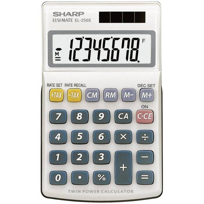 Sharp EL-250 S Calculatrice de poche blanc, bleu Ecran: 8 solaire, à ...