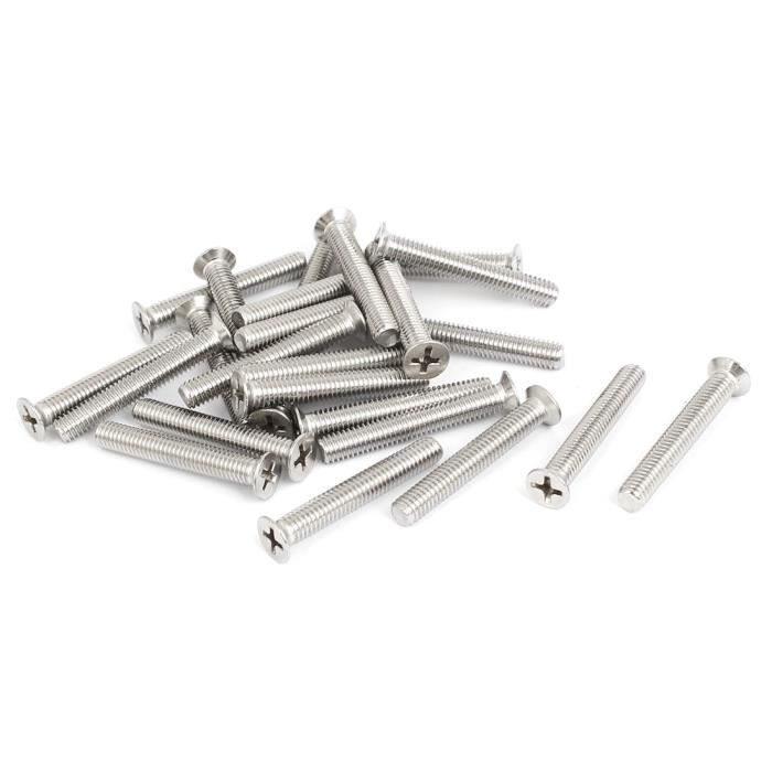 SOURCING MAP 25Pcs Vis Tête Fraisée Cruciforme Tête Plate Boulon ...