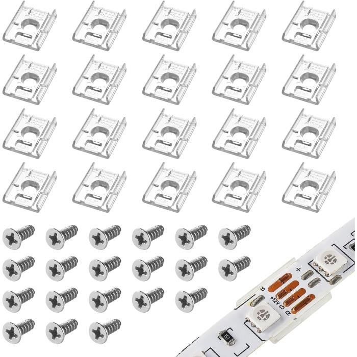 Aroidful Fixation LED Ruban 10mm, 100pcs Attache Clips de Ruban LED ...