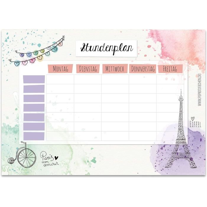 Calendrier du temps DIN A4 – Motif Paris – inscriptible et idéal comme ...