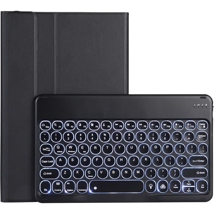 Lenovo Tab P11 2021 Coque Clavier Azerty, Avec 7 Couleurs Rétro-Éclairé Détachable Sans Fil ...