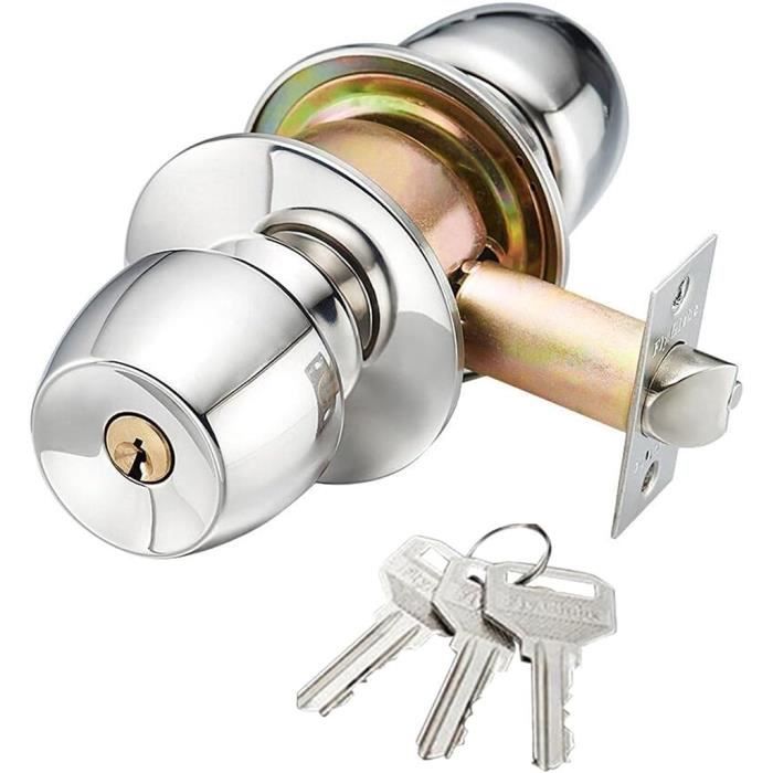 Serrure De Porte D'Entrée À Clé, Boutons De Porte À Boule Avec Clés ...