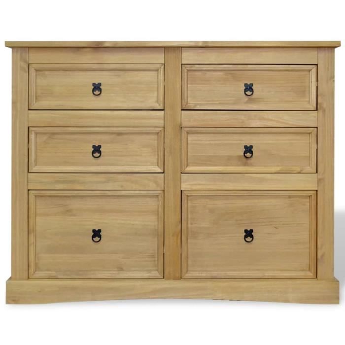 Buffet - ZJCHAO - Gamme Corona - Bois de pin massif - 130x48x104 cm - 6 ...