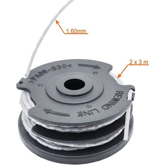 Lot de 6 bobines de fil pour coupe-bordure Bosch F016800351 (longueur : 6 m, diamètre : 1,60 mm ...