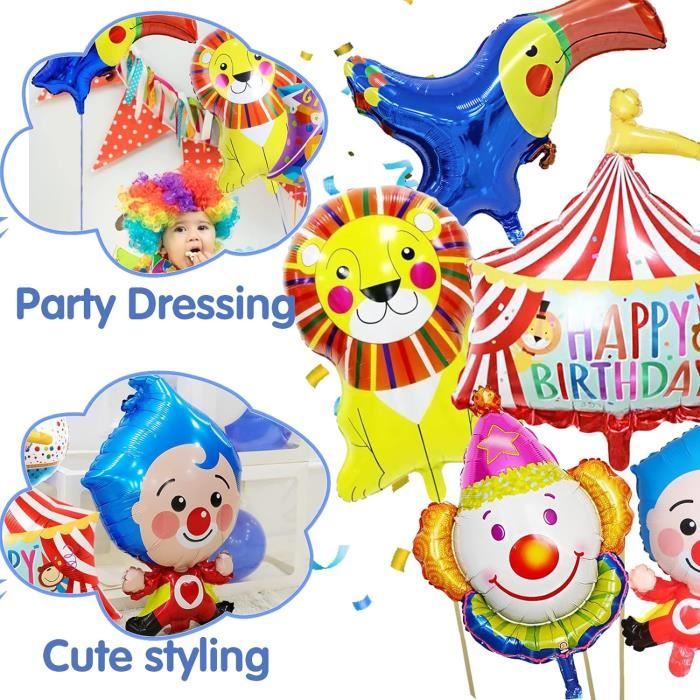 8 Pièces Cirque D'Aluminium Ballon, Xxl Ballon Helium Clown, Ballon ...