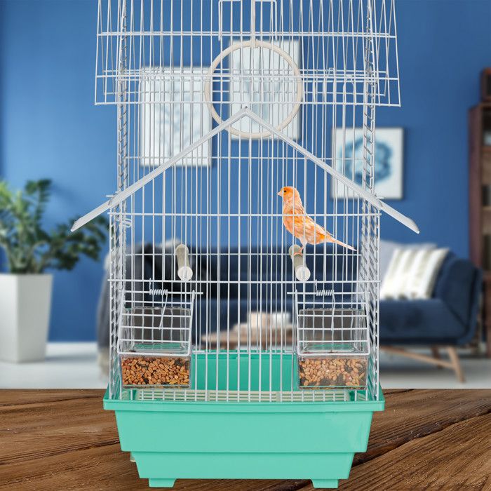 Cage à oiseaux Relaxdays, cage pour petits canaris, perchoirs et ...