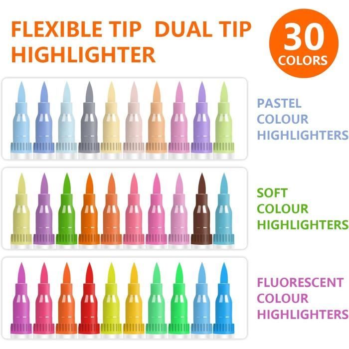 30 Neon Couleurs Feutres Coloriage Adulte, Stylo Feutres Pastel ...