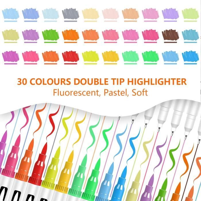 30 Neon Couleurs Feutres Coloriage Adulte, Stylo Feutres Pastel ...