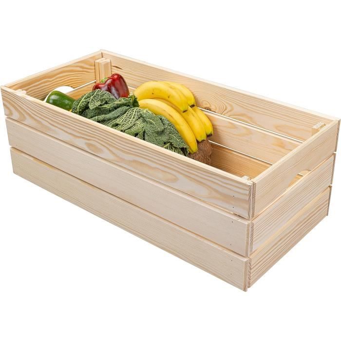 Caisse En Bois - Caisse Empilable En Bois Massif - Boîte De Rangement Pour Fruits, Légumes, Vin ...