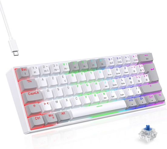 Clavier Mecanique Clavier Gamer de Jeu Filaire Switchs Bleu,AZERTY ...