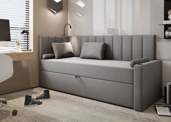 Lit Boxspring 90x200 cm TOKIO avec matelas ressorts intégré et ...