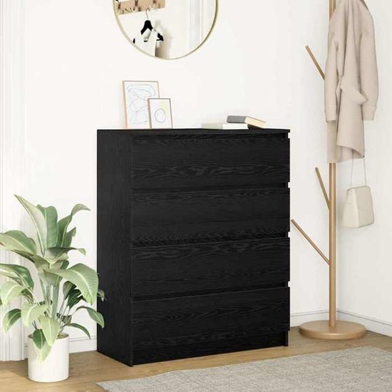 NEW Armoire de rangement - Buffet chêne noir 80x35x99 cm bois d ...