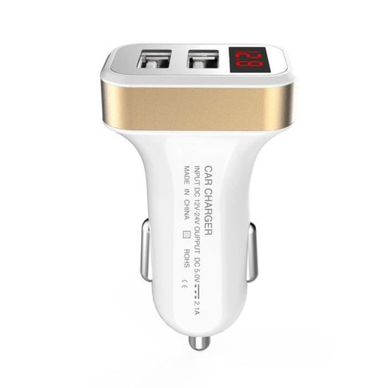 Couleur or Chargeur de voiture USB 5V avec écran LED, Auto intelligent ...