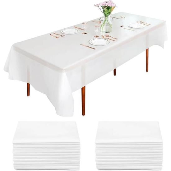 Lot De 20 Nappes Blanches - Jetable Pour Table Rectangulaire - Nappe ...