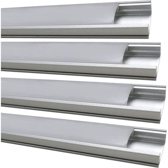 Lot De 4 Profilé En Aluminium 1M Pour Ruban Led, Cache Couleur Blanc ...