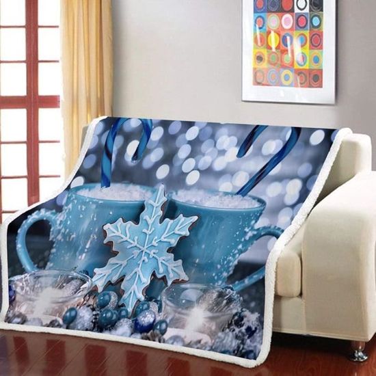 Couverture Lit En Flanelle Simple Élégant Flocon De Neige Verre À Eau ...