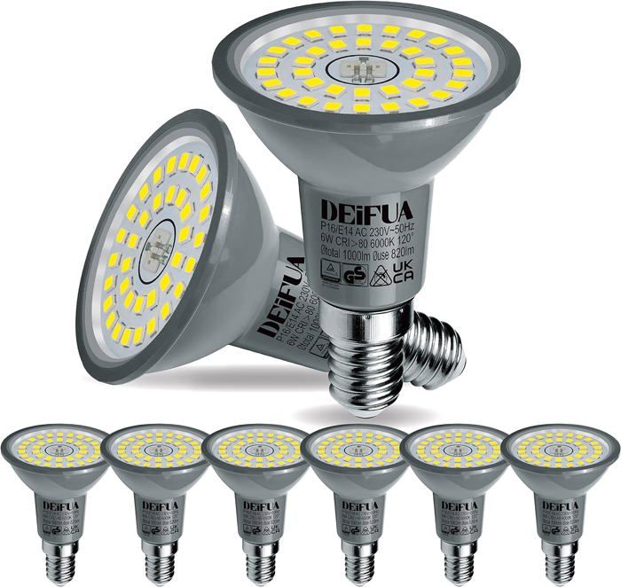 Ampoule LED E14 Blanc Froid 1000 Lumens 6W quivalent 100W Halogne Lot de 6 Spot PAR16 sans ...