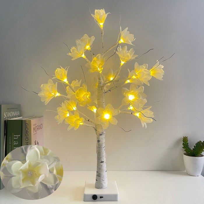 Lumières d'arbre de magnolia de table de 23,6 pouces, lampe à fleurs de ...