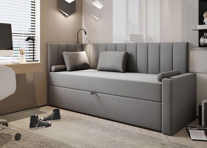 Lit Boxspring 90x200 cm TOKIO avec matelas ressorts intégré et ...