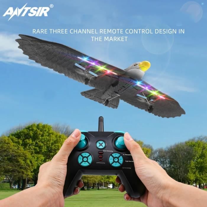 2CH 2Batteries-Avion bionique Eagle RC télécommandé pour enfants, avion ...