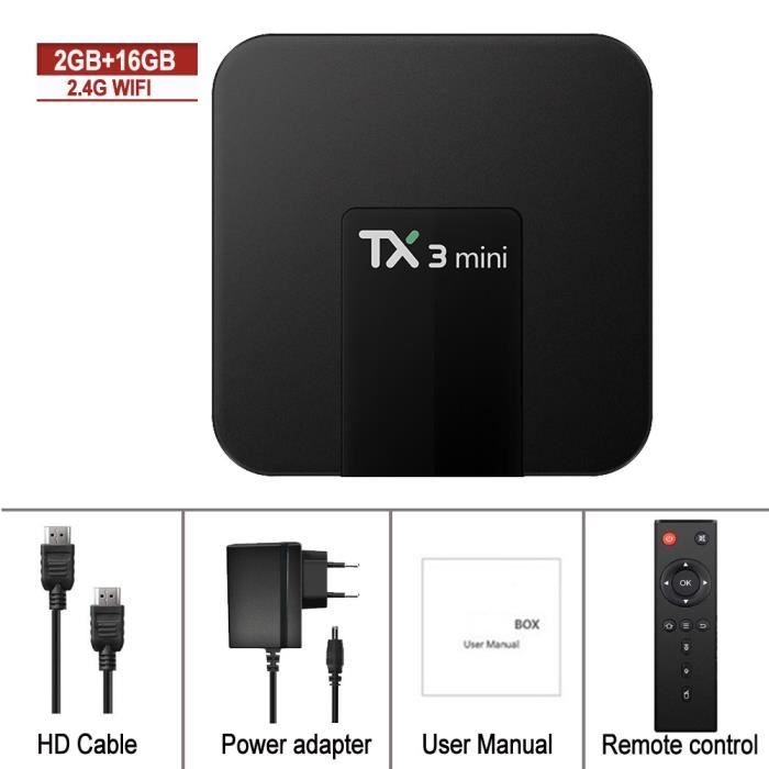 Ue Plug - 2G-16G Voice RC - Boîtier Smart TV TX3 Mini, Android 11.1 ...