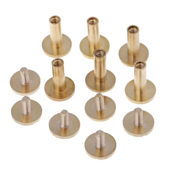 6 Pièces Rivet Clou Rivet Bouton en Laiton Massif Pour Ceinture Sac ...