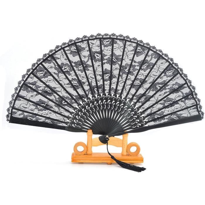 Éventail Pliant En Dentelle De Bambou Avec Pochette En Soie Faite À La ...
