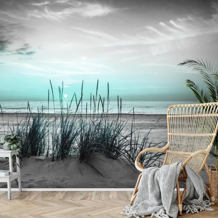 Papier peint intissé Plage et mer Coucher de soleil 350x250cm Mur ...