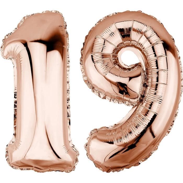 Ballon en plastique or rose - n3831 - Chiffre 19 - Décoration ...