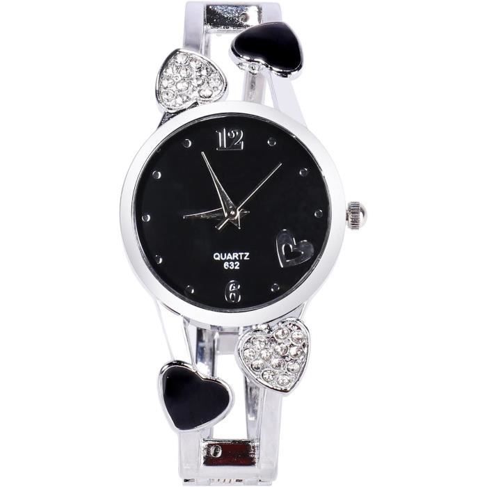 Montre à Quartz, Cadran avec Bracelet en Acier Inoxydable Orné de Strass pour Femme.[Y346 ...