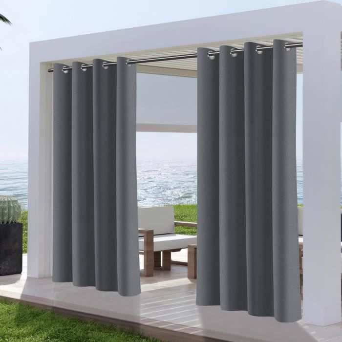 Hengda Rideau Extérieur et Intérieur opaques avec œillets 132 x 274cm ...